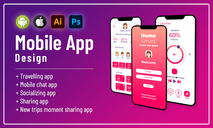 Design your aesthetic mobile app ui by Designmania360 | Fiverr