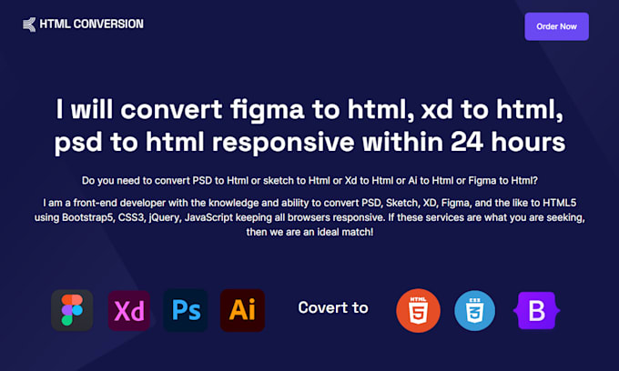 Convert figma, xd, psd to html responsive within 24 hours by ...