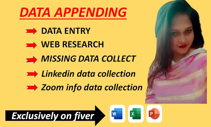 Do data enrichment, data appending, and missing excel data entry by Sumiva34 | Fiverr