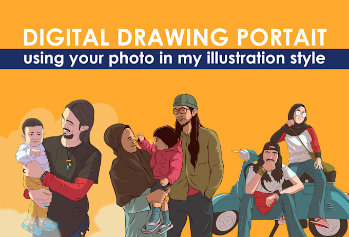 Draw digital drawing portrait from your photo by Arsulshany | Fiverr