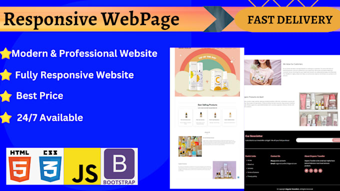 Design unique and amazing website with html,css and javascript by ...