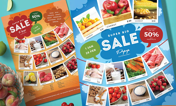 Design supermarket grocery shop flyer, banners, poster, logo by ...