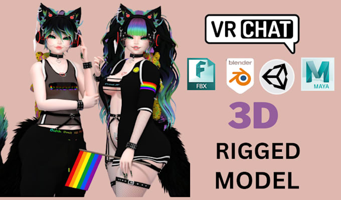 Create And Rig Custom Vrchat Avatar Anime Nsfw Sfw Model Furry