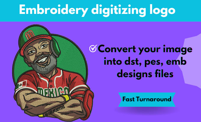 Do embroidery digitizing into dst, pes, emb designs files by Web_guy678 ...