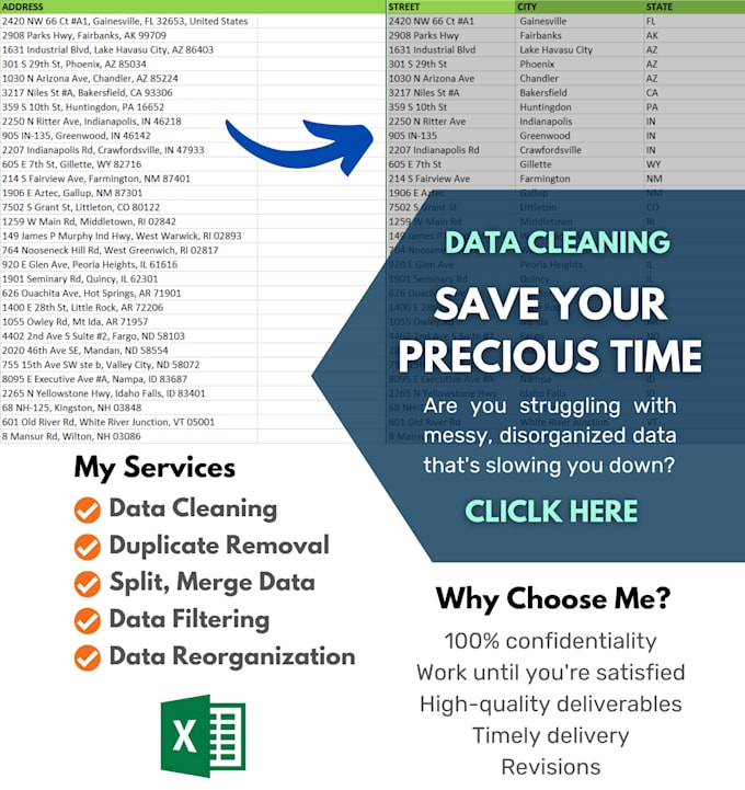 Clean Organize Format Merge And Split Excel Or Csv Data By Nomy17 Fiverr 1159