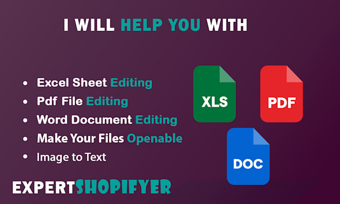 Make your raw pdf, excel, word, power point file openable and editable by Expertshopifyer | Fiverr