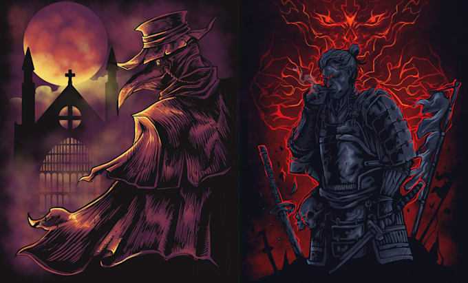Draw detailed dark art and horror illustration by Lian_00 | Fiverr