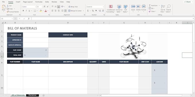 Create bill of material by Redcad037 | Fiverr