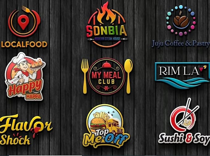 3d, food, restaurant, bakery, coffee shop, bbq and food truck logo ...