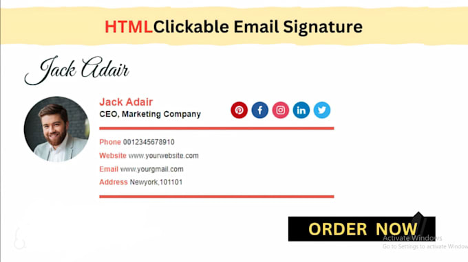 Design a clickable html email signature by Usmanahmad26 | Fiverr