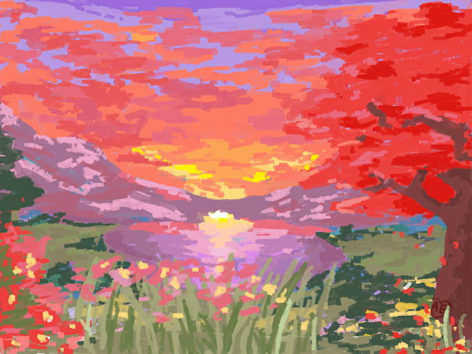 Paint your favorite scenery photos in ms paint by Reinszn | Fiverr
