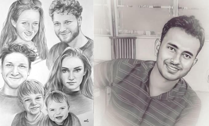 Draw pencil sketch, portrait, line art in 24 hours by Deshan_26 | Fiverr