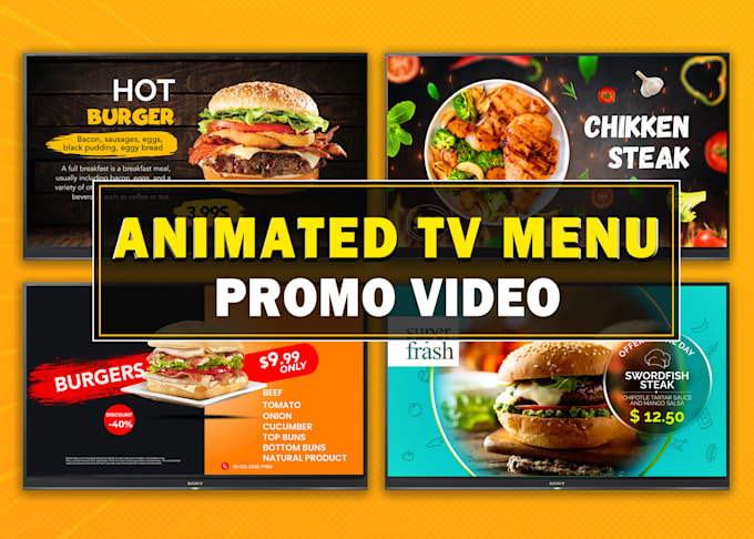 Design animated digital menu, food promo video, tv screen menu by ...