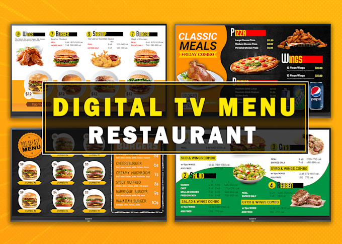 Design a perfect static digital menu board and tv screen animated menu ...