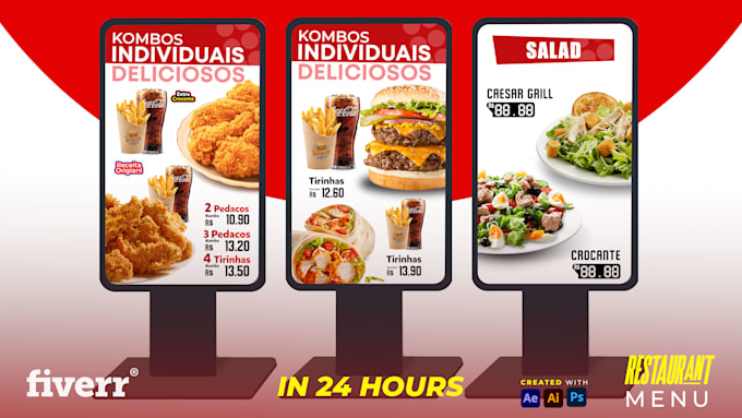 Design a static tv screen menu or animated menu by Zkkms6 | Fiverr