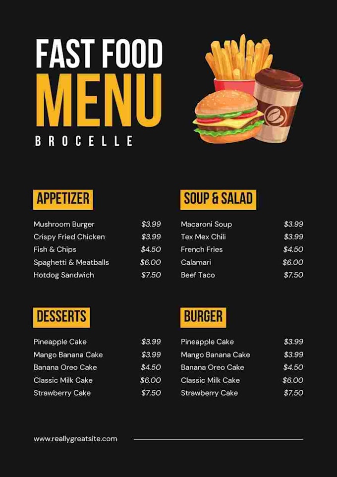 Do food menu for restaurant by Saifmoataz468 | Fiverr