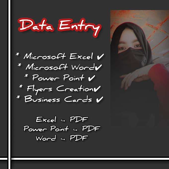 Do data entry , excel , ms word , flyer , business cards by Rozi ...