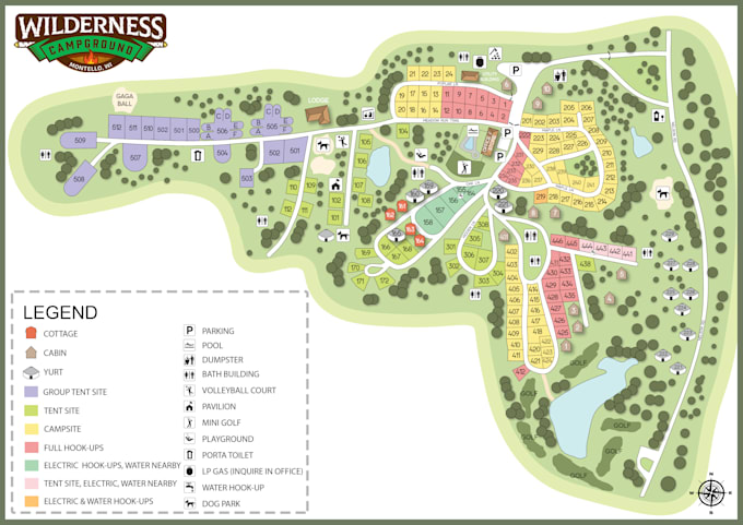 Plan and render of a campsite, rv park, campground and map by Eddie ...