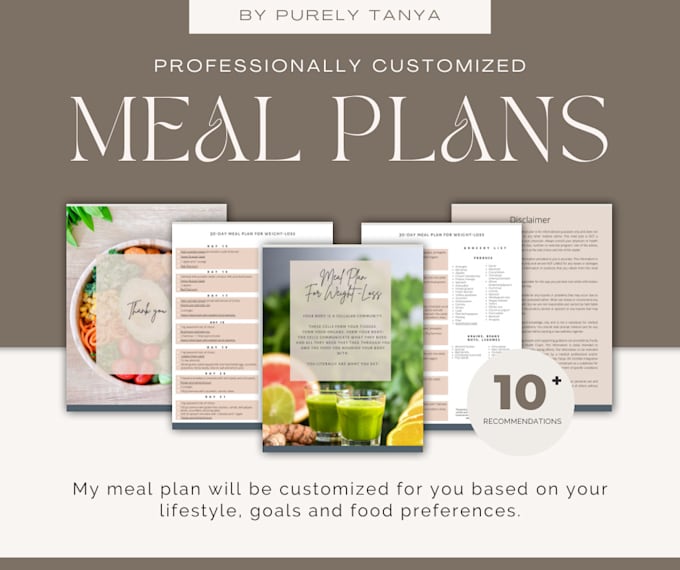 Create custom meal plan based on your needs by Purelytanya | Fiverr