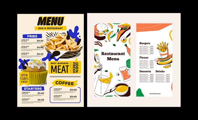 Do modern restaurant menu design by Emineyldrm244 | Fiverr