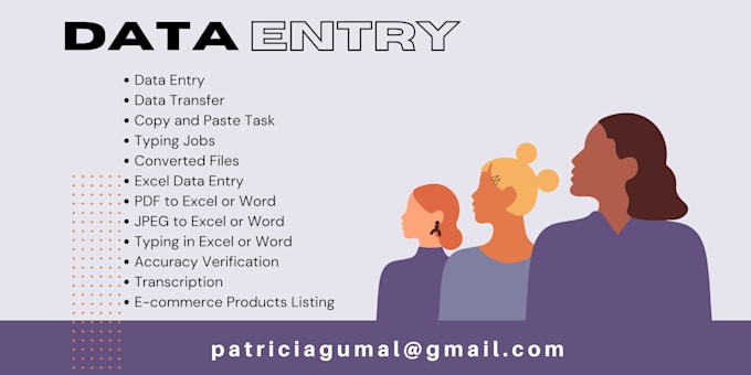 Data entry and typing jobs by Patricia_gumal | Fiverr