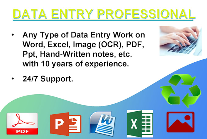 Data entry word, excel, ppt, image file with pdf conversion by As_you ...