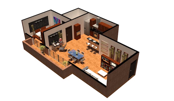 Convert your plan 2d in 3d model by Florencialc | Fiverr