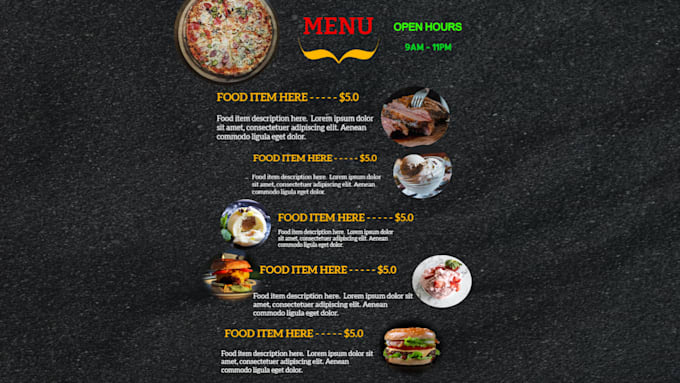 Prepare menus for different types of restaurants and in all shapes and ...