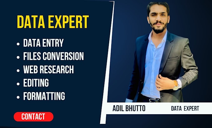 Do data entry, research, files conversion, copy paste by Adil_bhutto ...