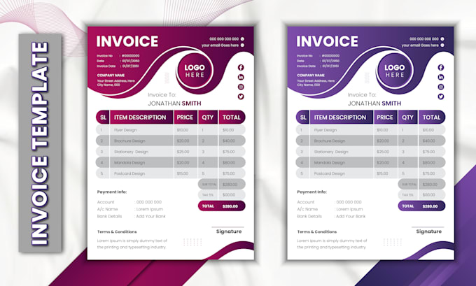 Design professional business invoice template by Mmaruf07 | Fiverr