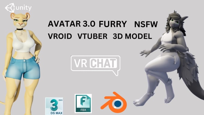 Do Custum Vrchat Avatar Furry Vtuber 3d Model Nsfw Vroid By Midensfw Fiverr