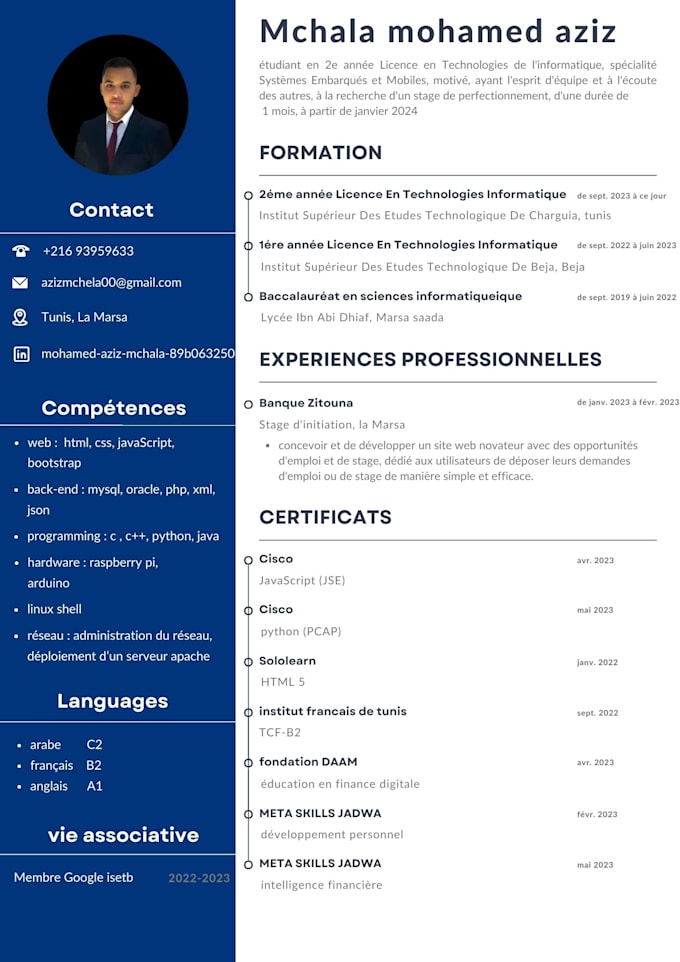 Creation of a professional cv with many templates by Mchelaaziz | Fiverr