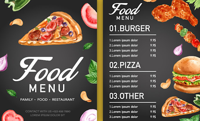 Design restaurant food menu card, table tent and rate list by Mfaraz514 ...