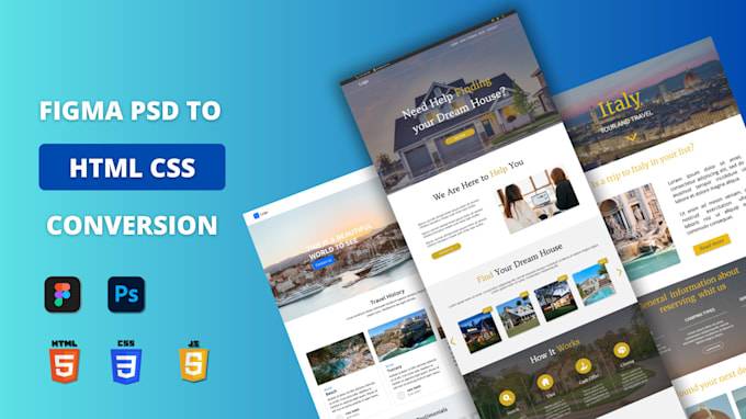 Convert figma or psd to html css landing page by Mariangel_moya | Fiverr
