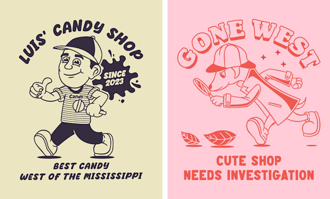 Create vintage cartoon mascot logo or tshirt design by Dodiihr | Fiverr