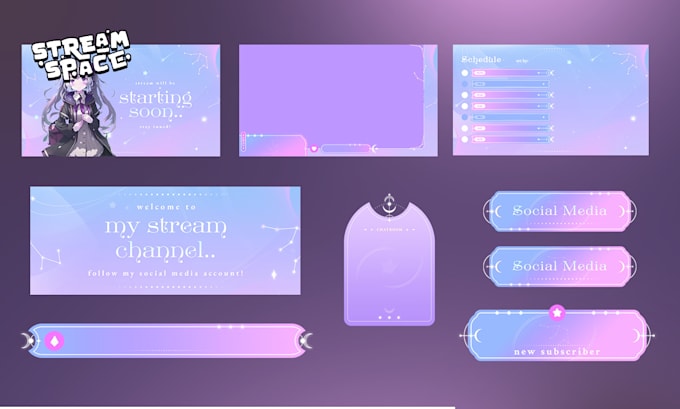 Design you a cute vtuber or anime theme stream twitch overlay by ...