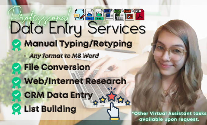 Do accurate, error free typing and other data entry tasks by Queensryche | Fiverr