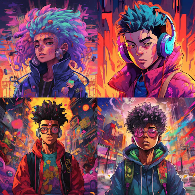 Create an anime punk rap hiphop album cover by Kikosemedo | Fiverr