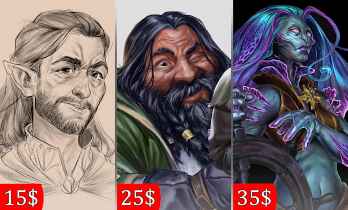 Draw you a realistic fantasy portrait by Andrei9600 | Fiverr