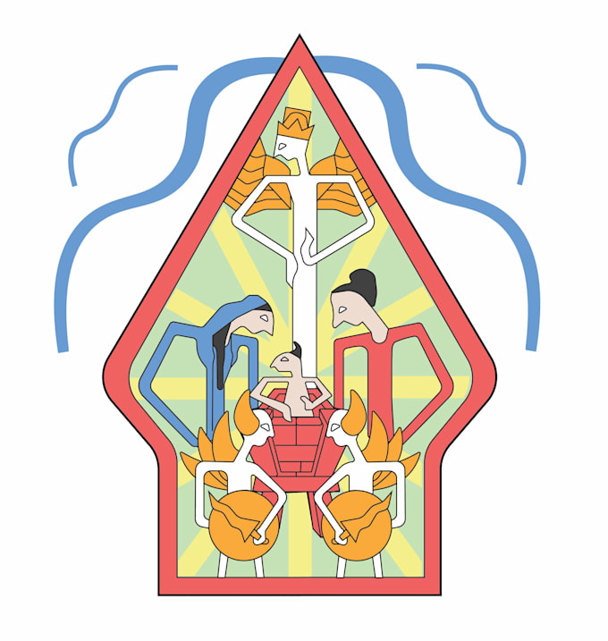 Make an illustration inspired by wayang kulit aesthetic by Valihiz ...