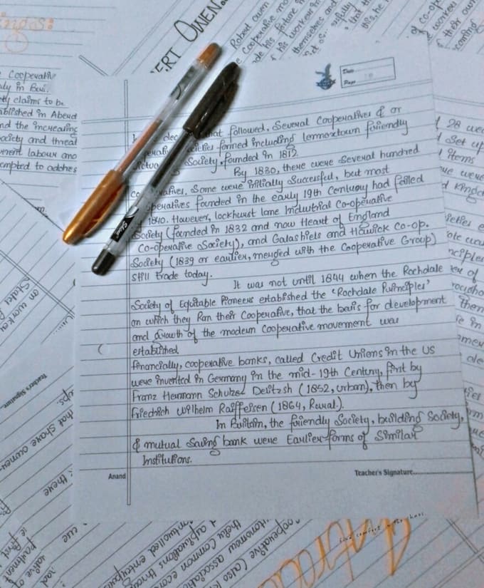 Do handwritten assignments , notes ,documents in my handwriting by ...