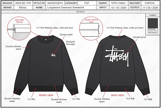 Design professional hoodie tech pack for your apparel brand by Itszee ...