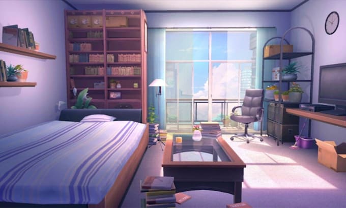 Create an awesome room for vtuber anime style background game ...
