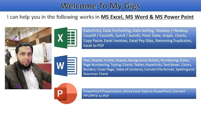 Do microsoft office ms excel formulas, pivot, graph, ms word by ...
