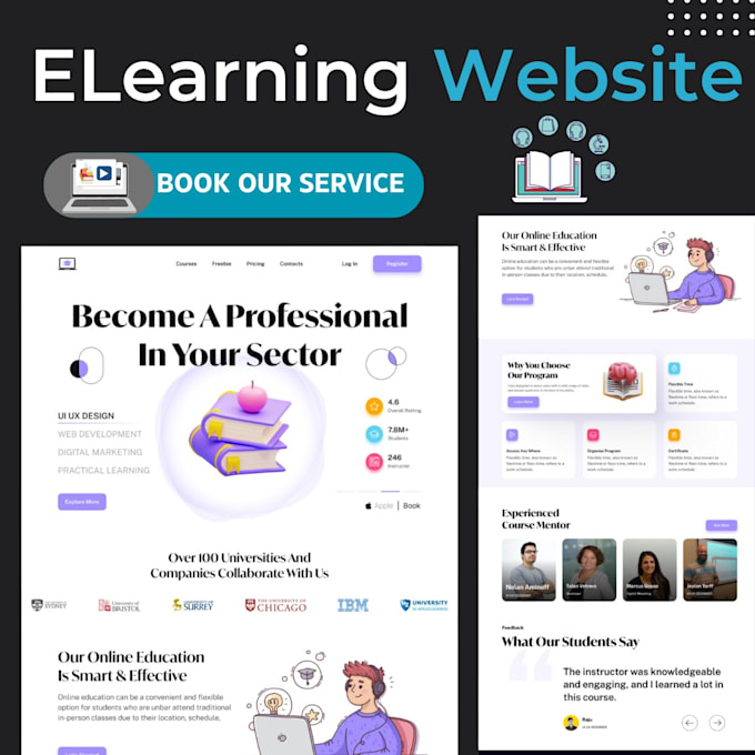 Create a professional learning management system website that converts ...
