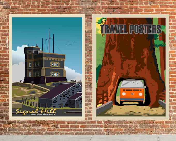 Be making creative minimalist vintage,travel poster illustration by ...