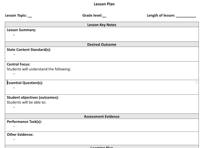 Create detailed lesson plans tailored to you by Jakespremres | Fiverr