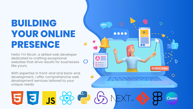 Freelance web developer, professional website creation by Nicolestruggia | Fiverr