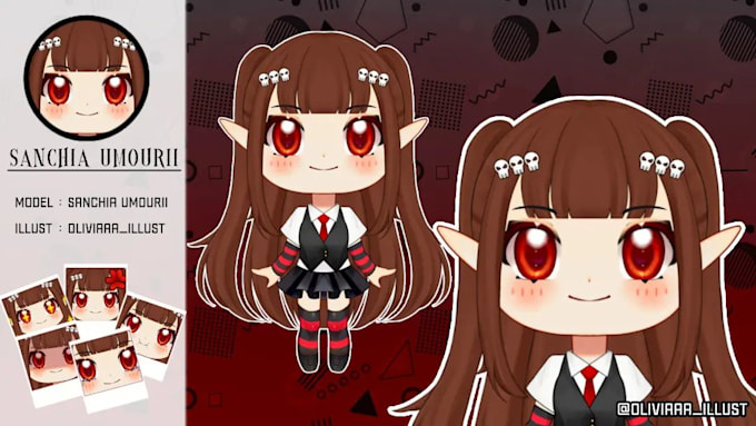 Do chibi cute live2d model and rigging for you by Oliviachan_art | Fiverr