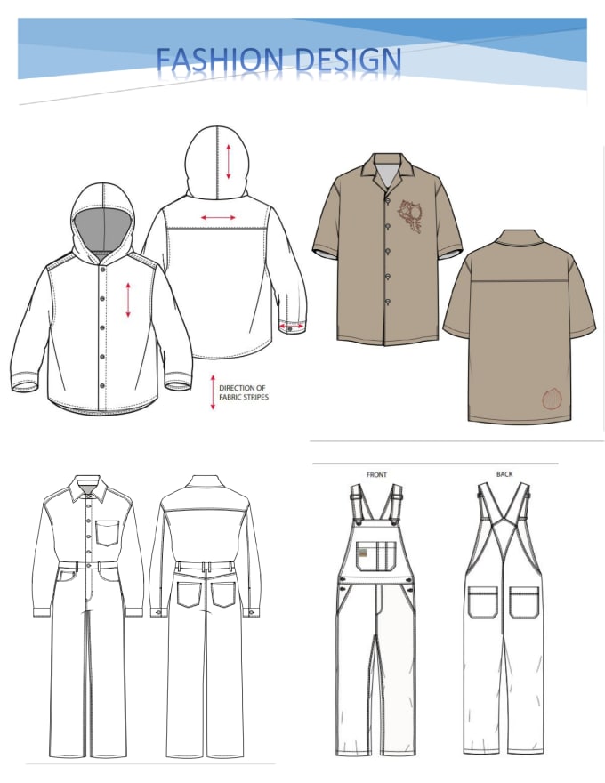 Make A Create Fashion Design And Clothing Technical Flat Sketch And